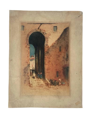 Early 20th Century Artist (john Loudon?) Signed Handcolored Steel Engraving