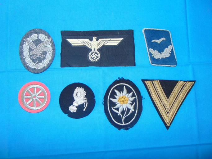Wwii German Insignia Patch Lot, Heer, Hj, Ss, Luftwaffe