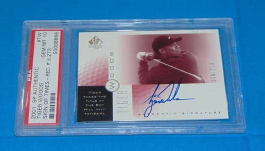 Tiger Woods 2001 Sp Authentic Sign Of The Times Red #tw, 030/274 Bgs9.5 ...