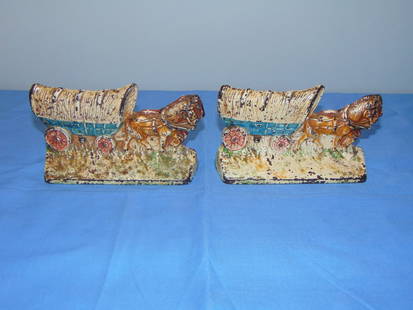 Vintage Hubley Cast Iron Equestrian Hunting Bookends "fox Chase" Auction