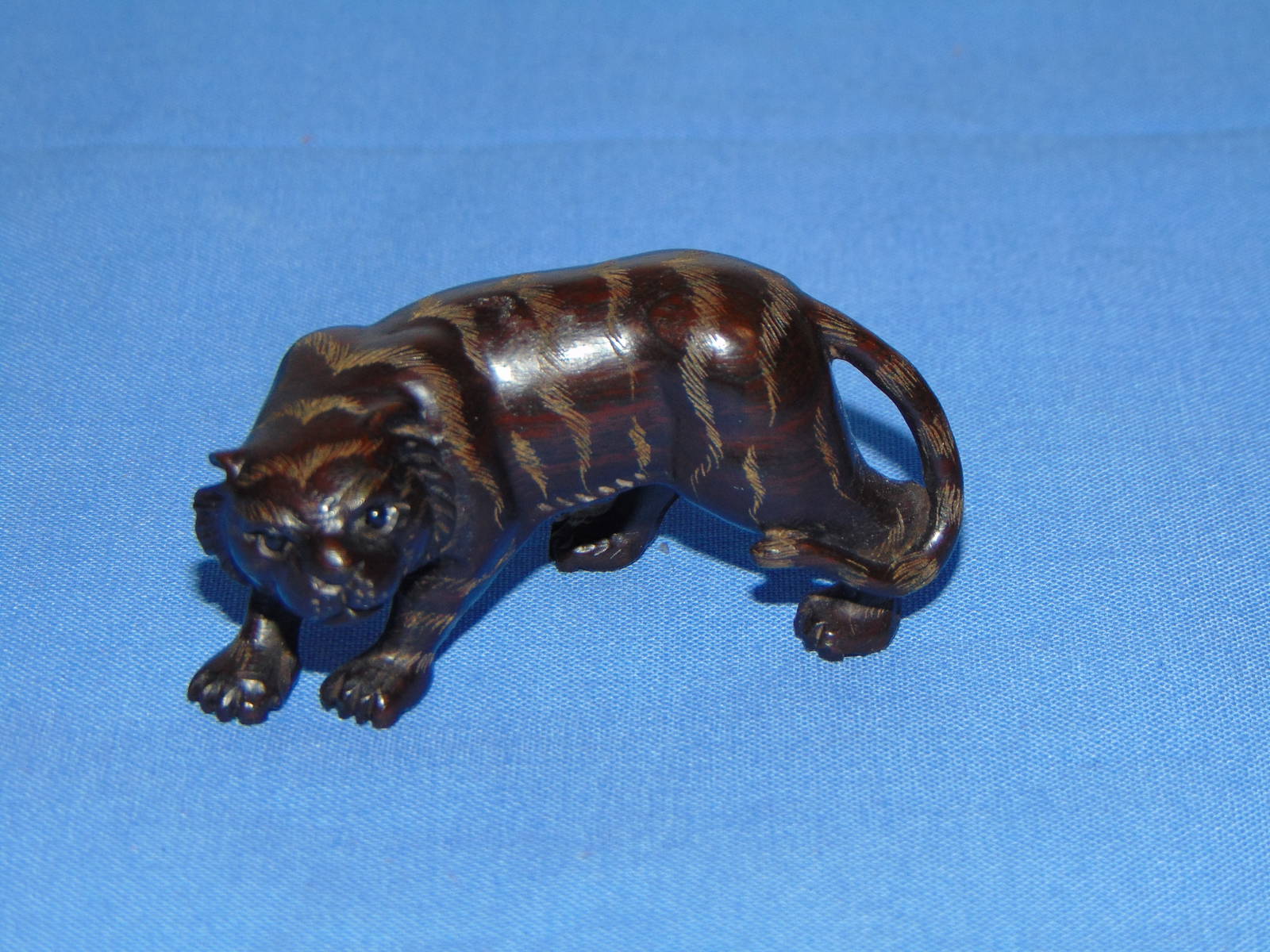 Japanese Carved Wood Netsuke, Tiger Auction