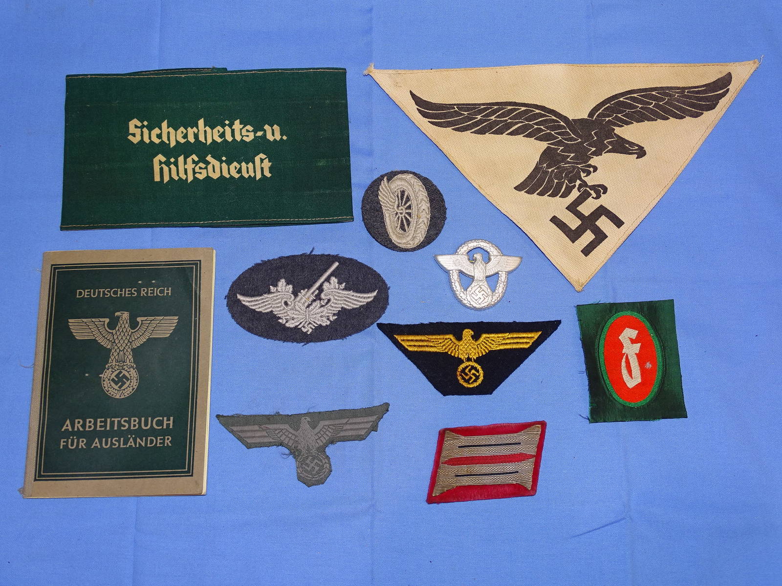 Wwii German Nazi Cap Badge, Patch, Id Book, Armband, Insignia, Lot Auction