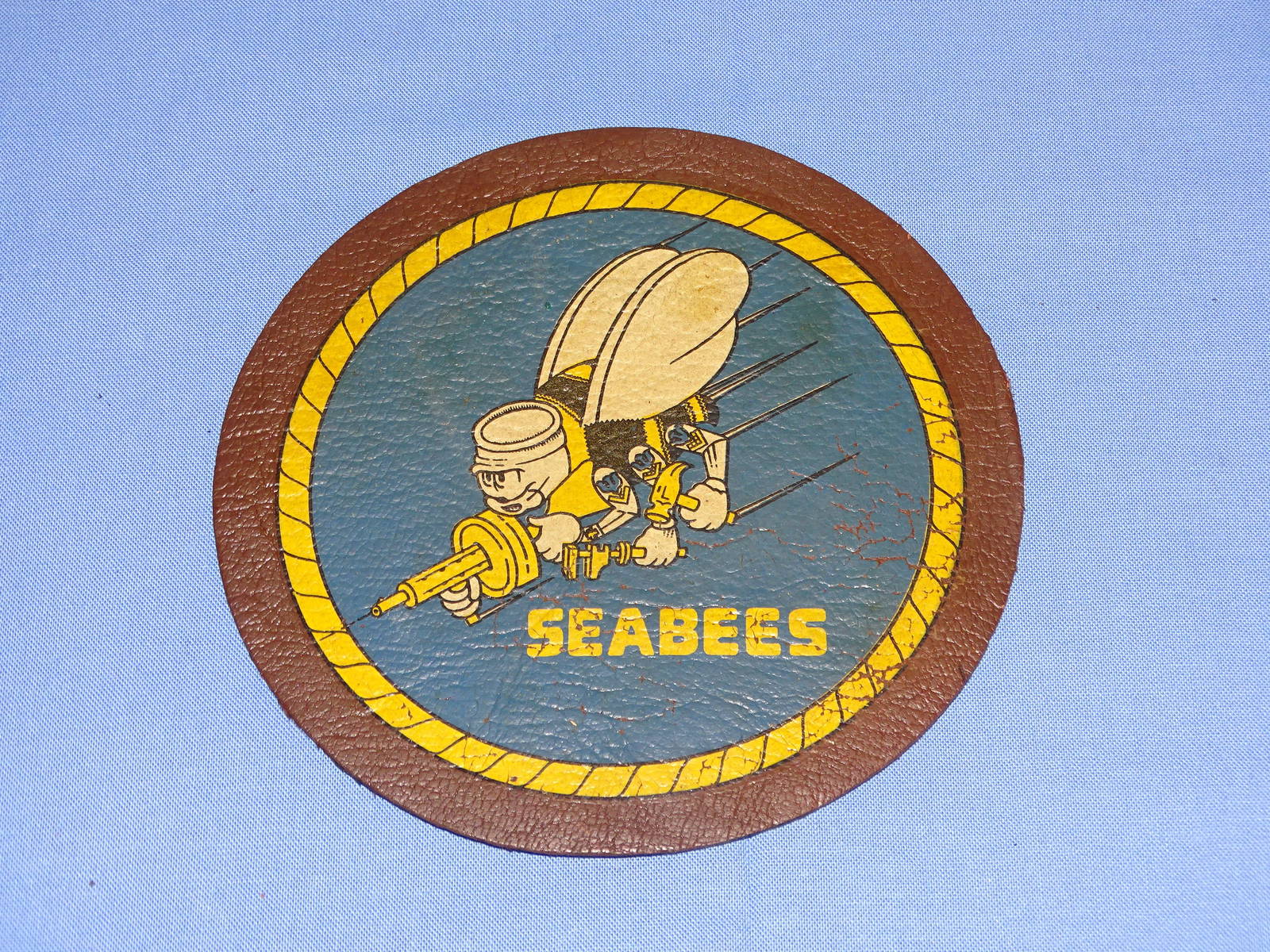 Rare Wwii Construction Bn. Seabees Cb's Leather Jacket Patch Auction