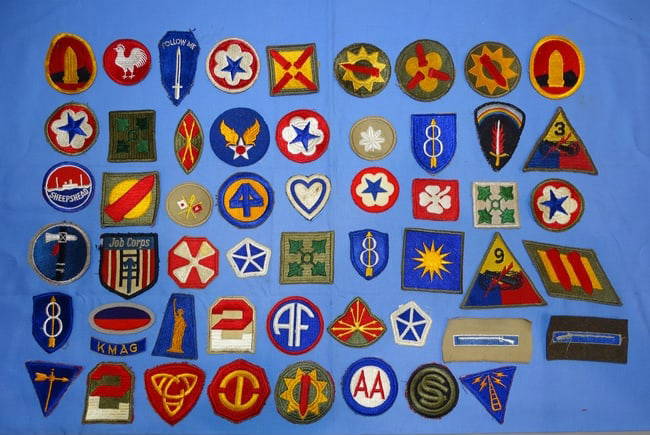 Wwii U.s. Army Divisional, Armored, Aaf Patch Lot