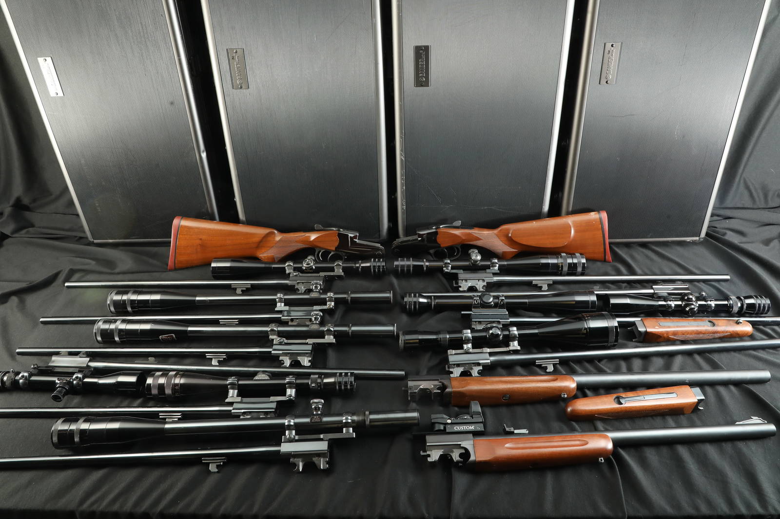 Pair Of Thompson/center Arms Tca Hunter Deluxe Rifles & 12 Barrels Set ...