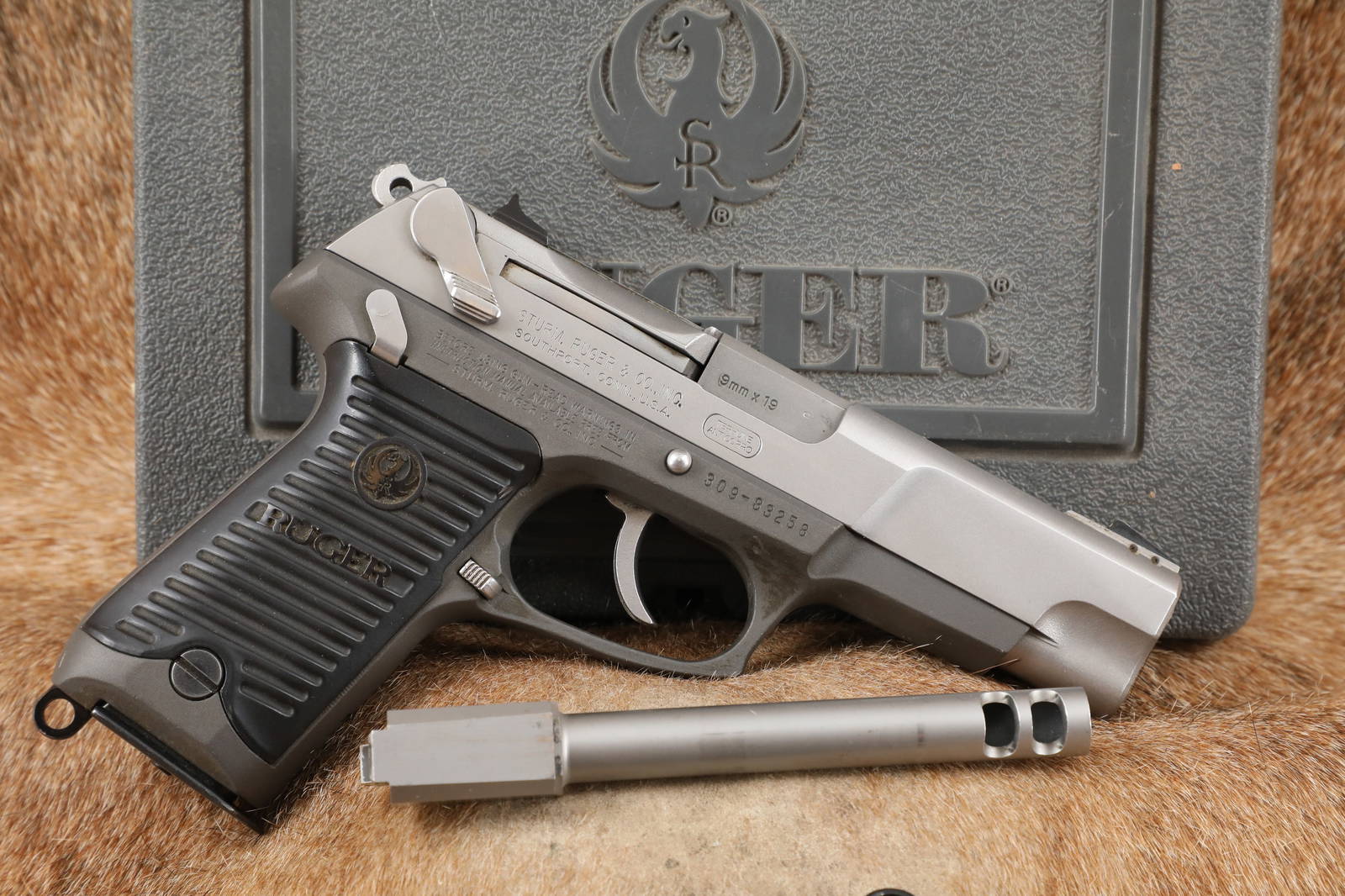 Stainless Ruger P89 9mm Luger 4 3/8" Barrel Semi Auto Pistol & Mags ...