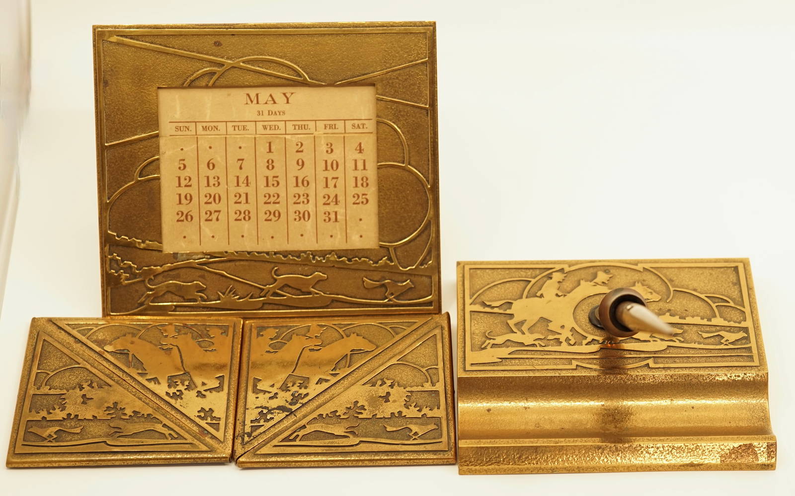 Wahl Fountain Pen Silvercrest Deluxe Bronze Desk Set Auction