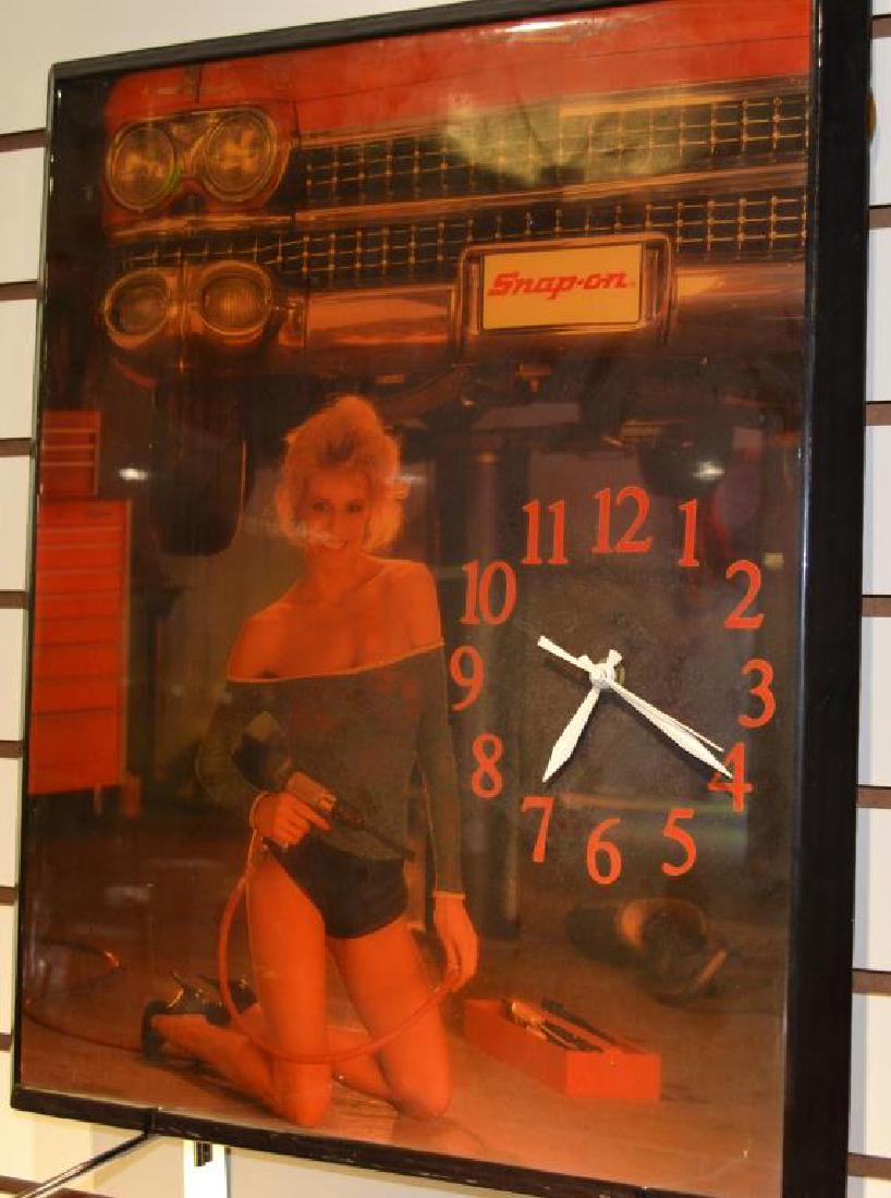 Vintage Wood Snap On Tools Pin Up Girl Wall Clock