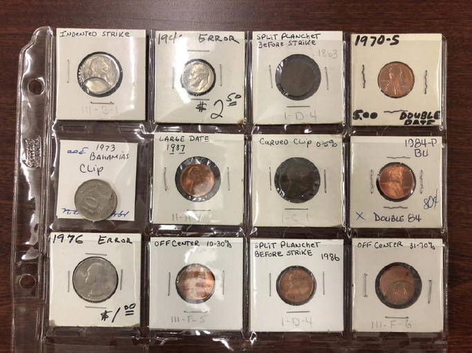12 Coin Error Lot Of Indented, Off Center, Clips