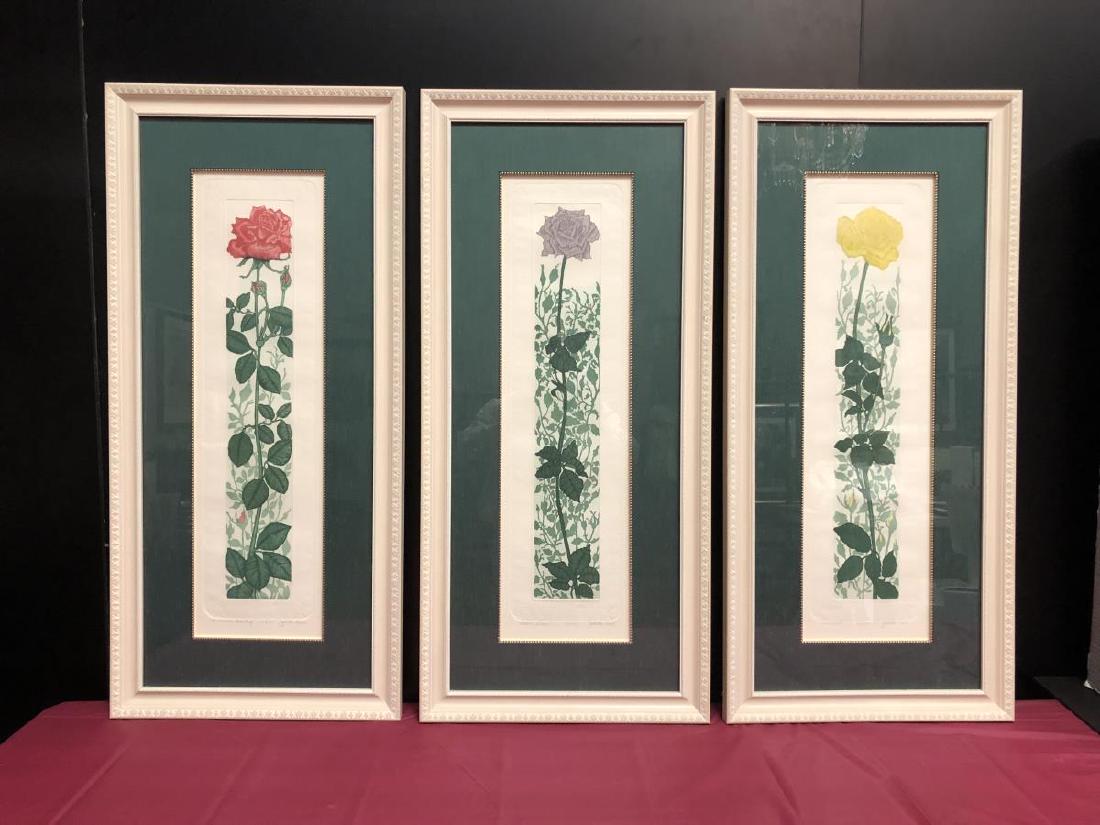 Judith Hall Signed & Numbered Rose Print Trio
