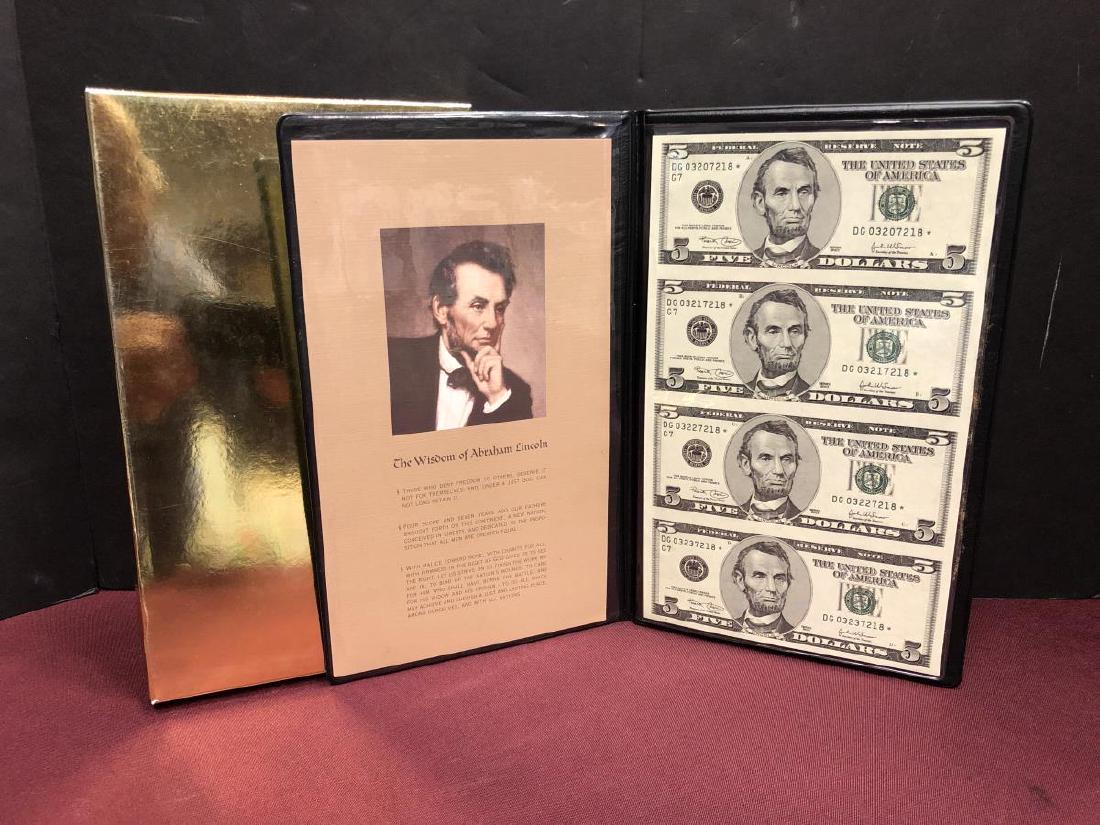 2003 $5 Uncut Sheet of 4 STAR Currency Notes