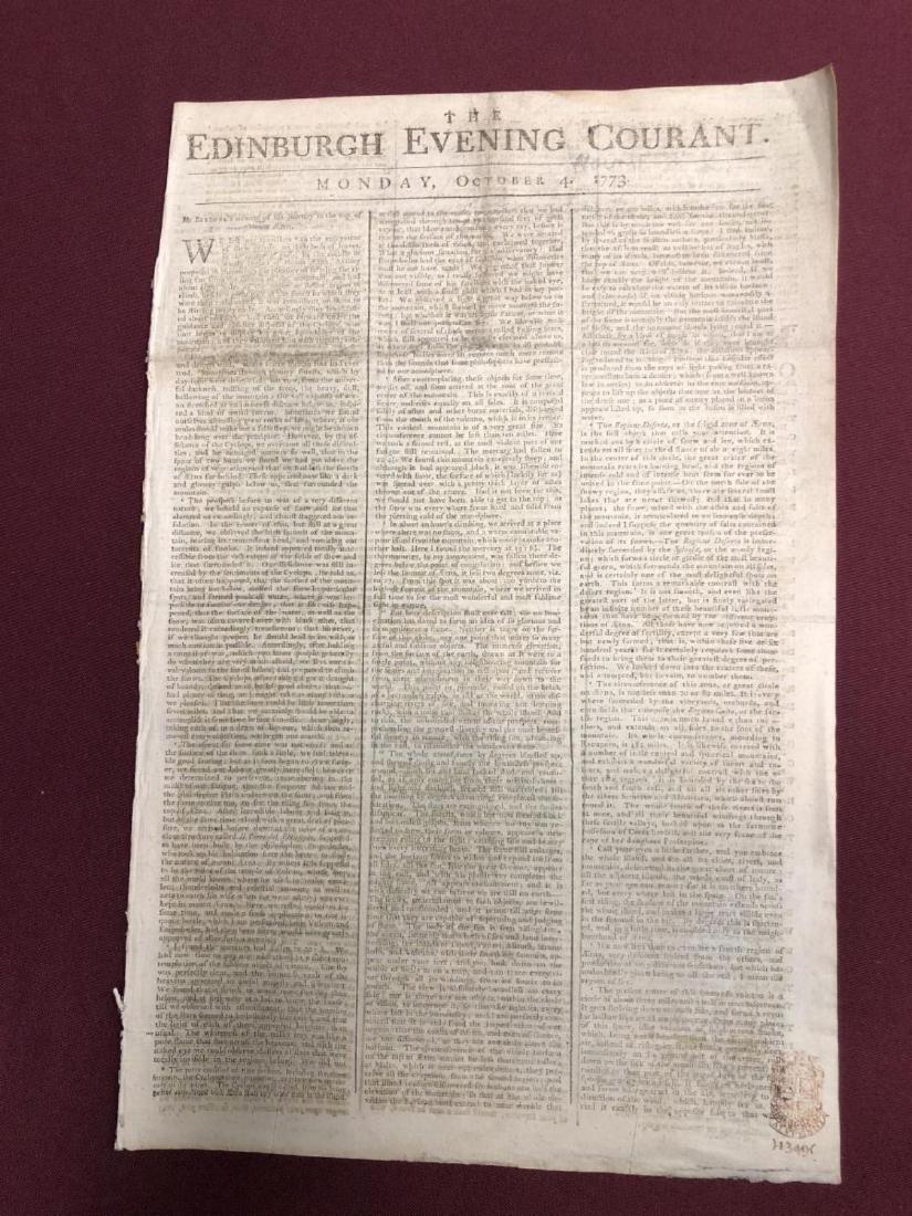 1773 Edinburgh Evening Courant Colonial Newspaper