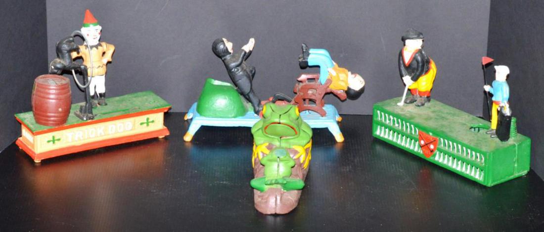 Lot of 4 Reproduction Mechanical Cast Iron Banks