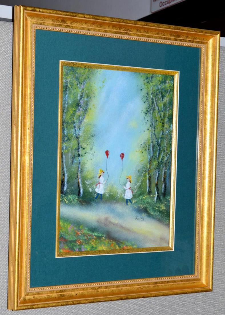 Framed Under Glass Enamel On Copper Jean Lucey