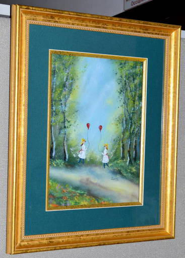 Framed Under Glass Enamel On Copper Jean Lucey