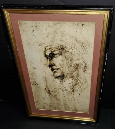 Framed Glass Print Of Etching Bm Malcom Collection