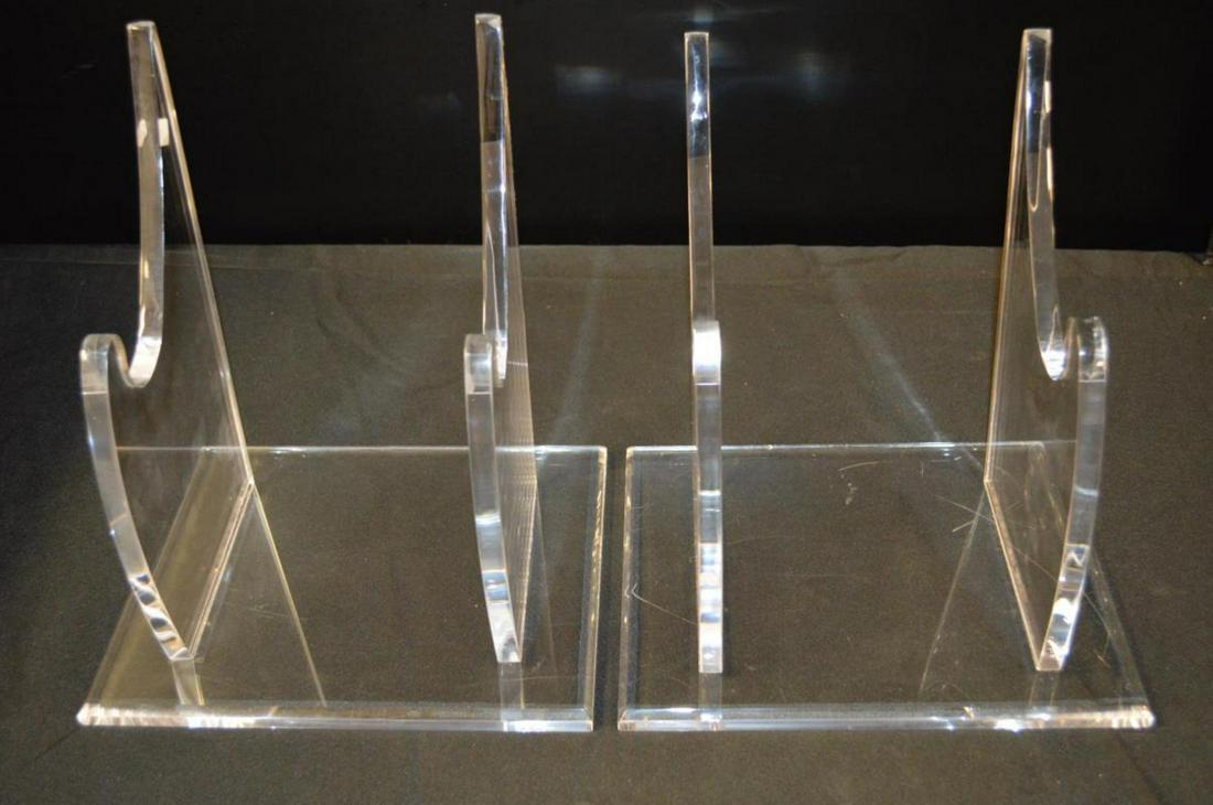 Pair Of Plate & Bowl Lucite Stands