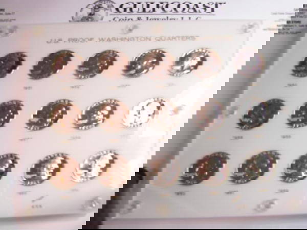 1950 1964 Washington Quarters In Lucite Holder