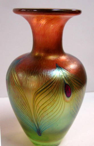 Robert Held Iridescent Art Glass Vase Signed