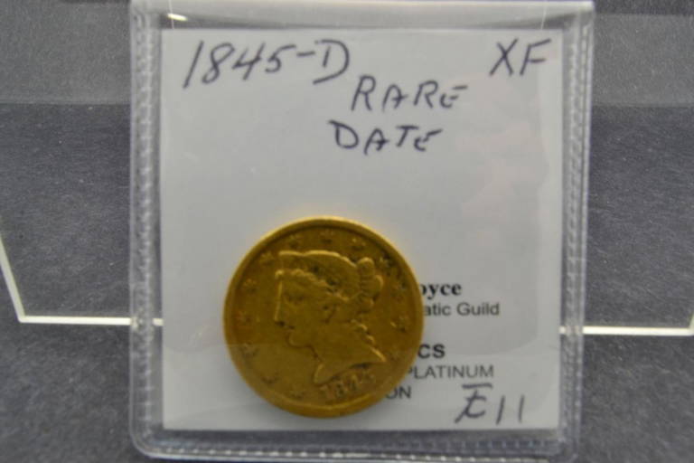 1845 D $5 Liberty Rare Date Xf