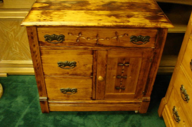 Antique Oak Spoon Carved Dresser Chest