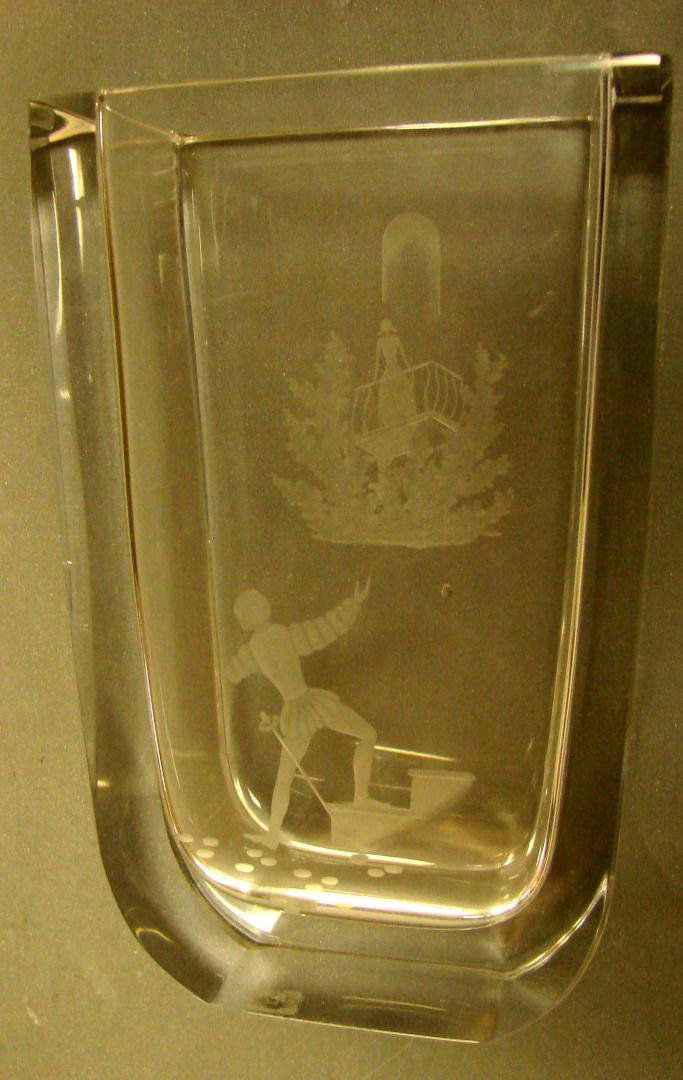 Orrefors Etched Crystal Vase Romeo & Juliet