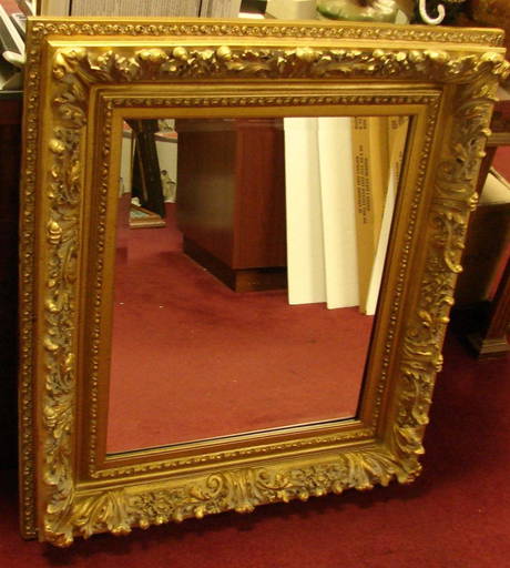 Vintage Ornate Heavy Gold Frame Beveled Mirror