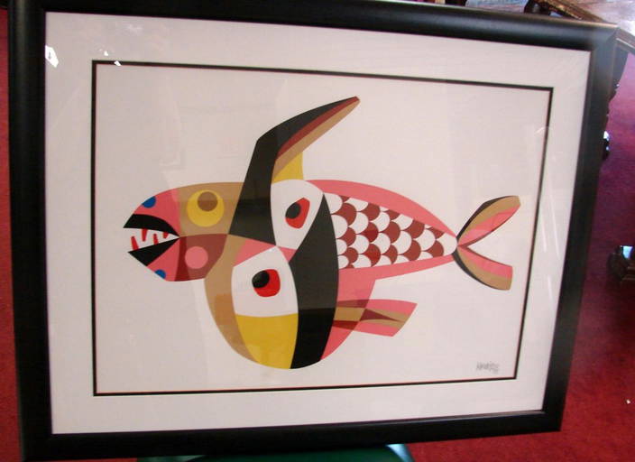 Original Framed Cesar Manrique Geometric Fish