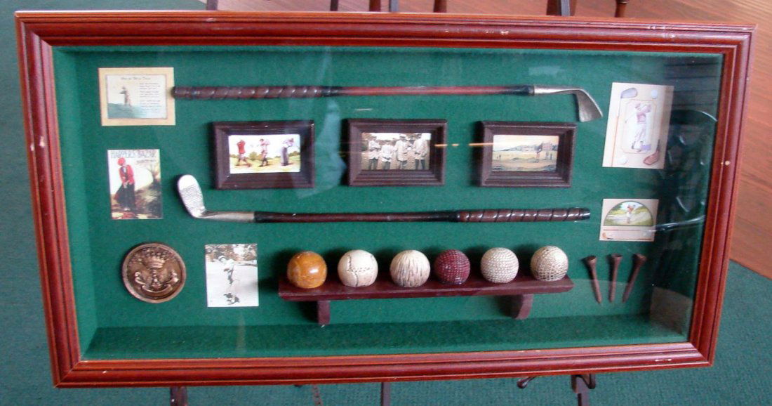 Golf Shadow Box with Antique Golf Balls