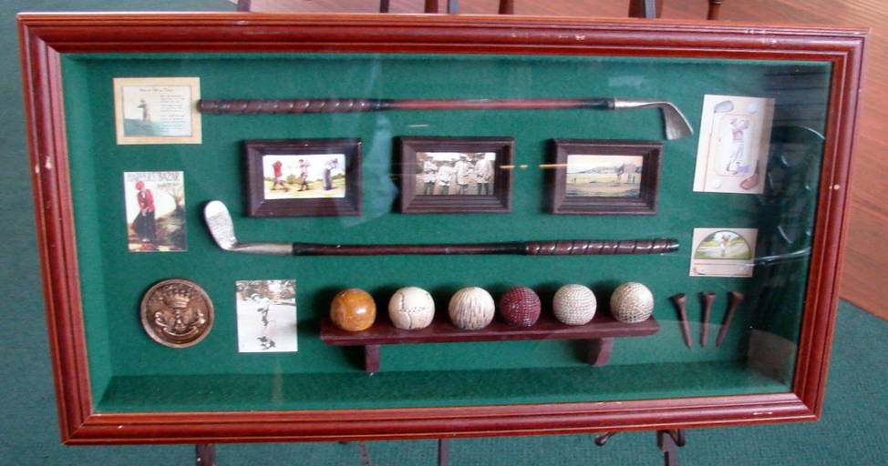 Golf Shadow Box With Antique Golf Balls