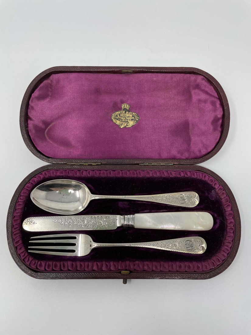 Antique Presentation Sterling Silver Place Setting English Auction