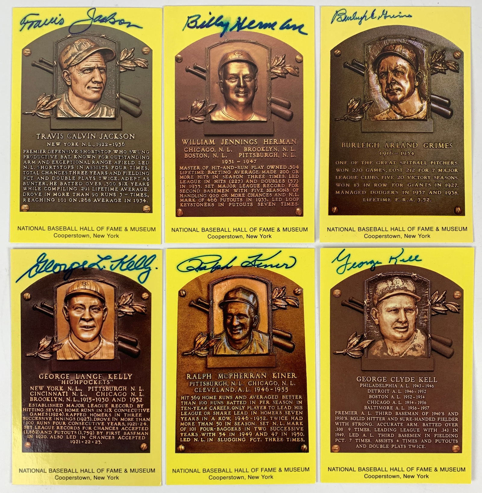 Collection Of 6 Autographed Hof Plaques Auction