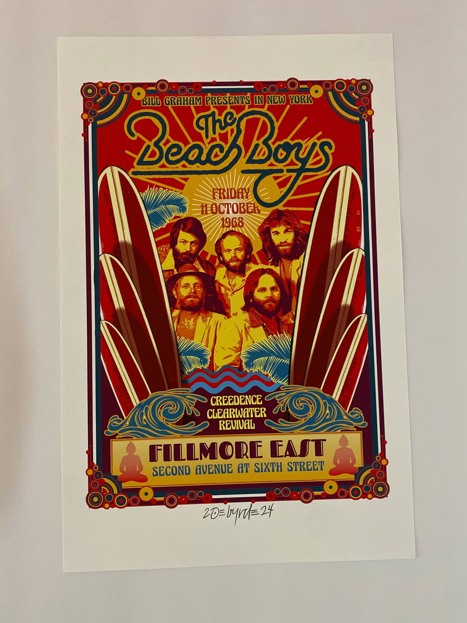 Beach Boys 1968 Concert Poster David Byrd Artist Proof Auction