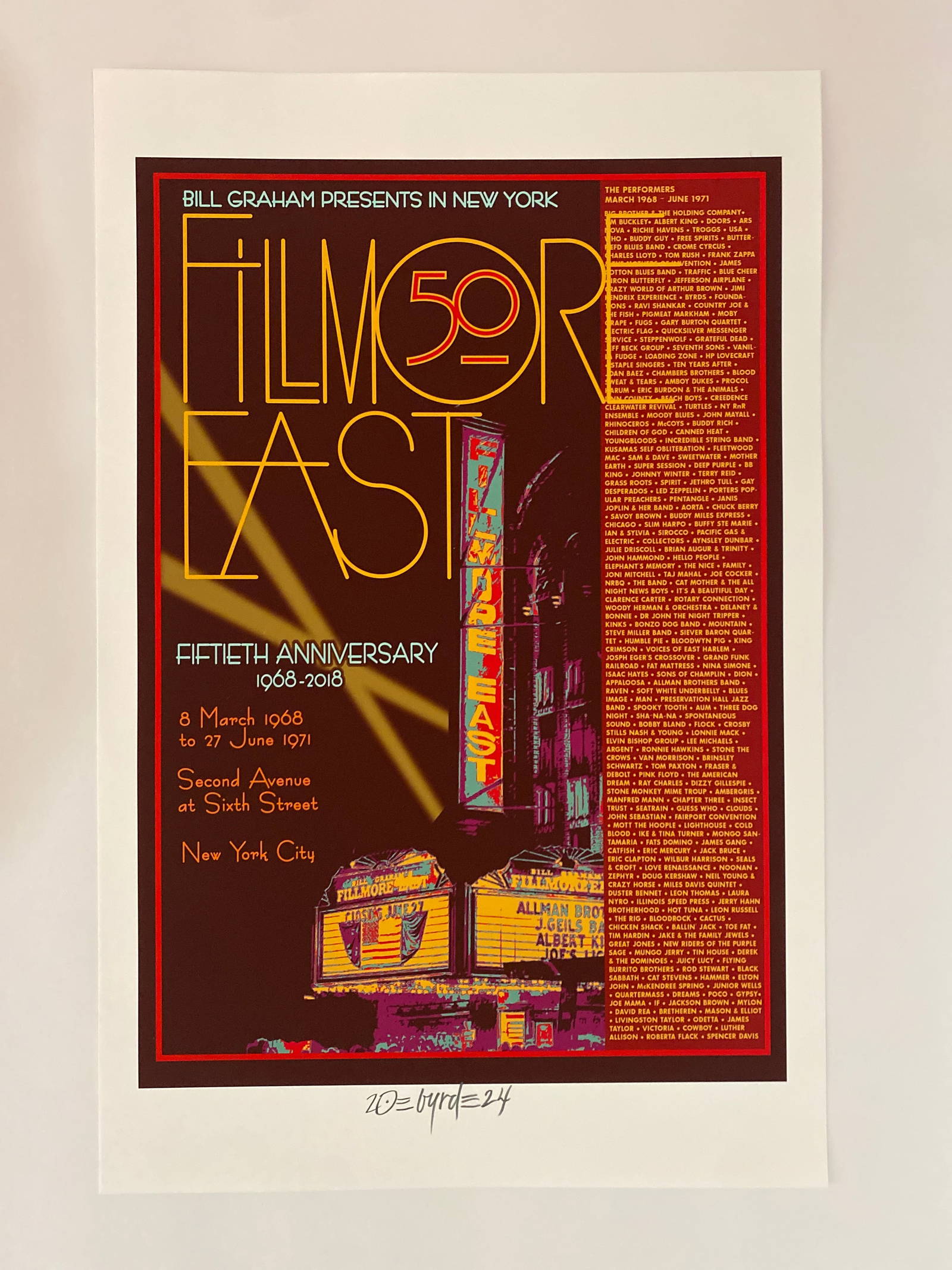 Fillmore Fifty Years David Byrd Artist Proof Concert Poster - Mar 13 ...
