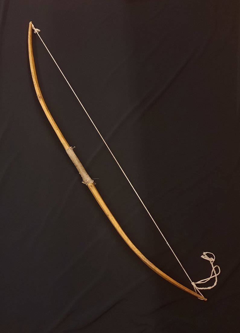 Antique Native American Bow Green Vermillion Paint Inside Sewn Raw Hide ...