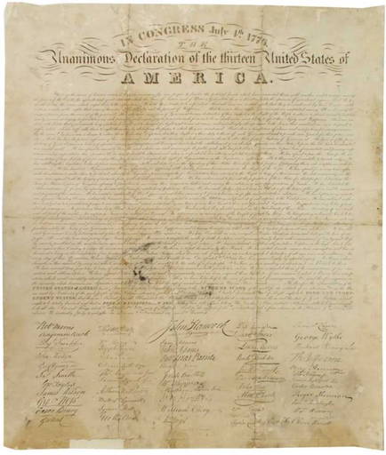 A Rare Printing Of The Declaration Of Independence