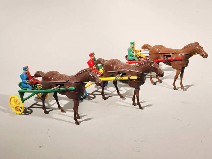 Three Wolverine Wind Up Harness Racing Horses