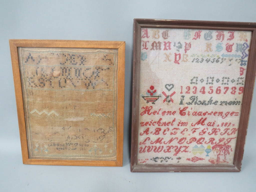 (2) Early Needlepoint Samplers Auction