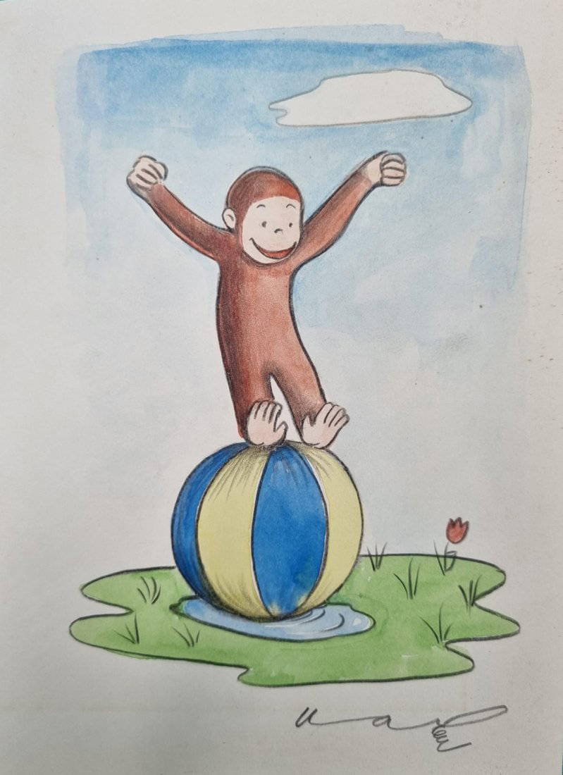 Curious George Original Watercolour By H A Rey Auction
