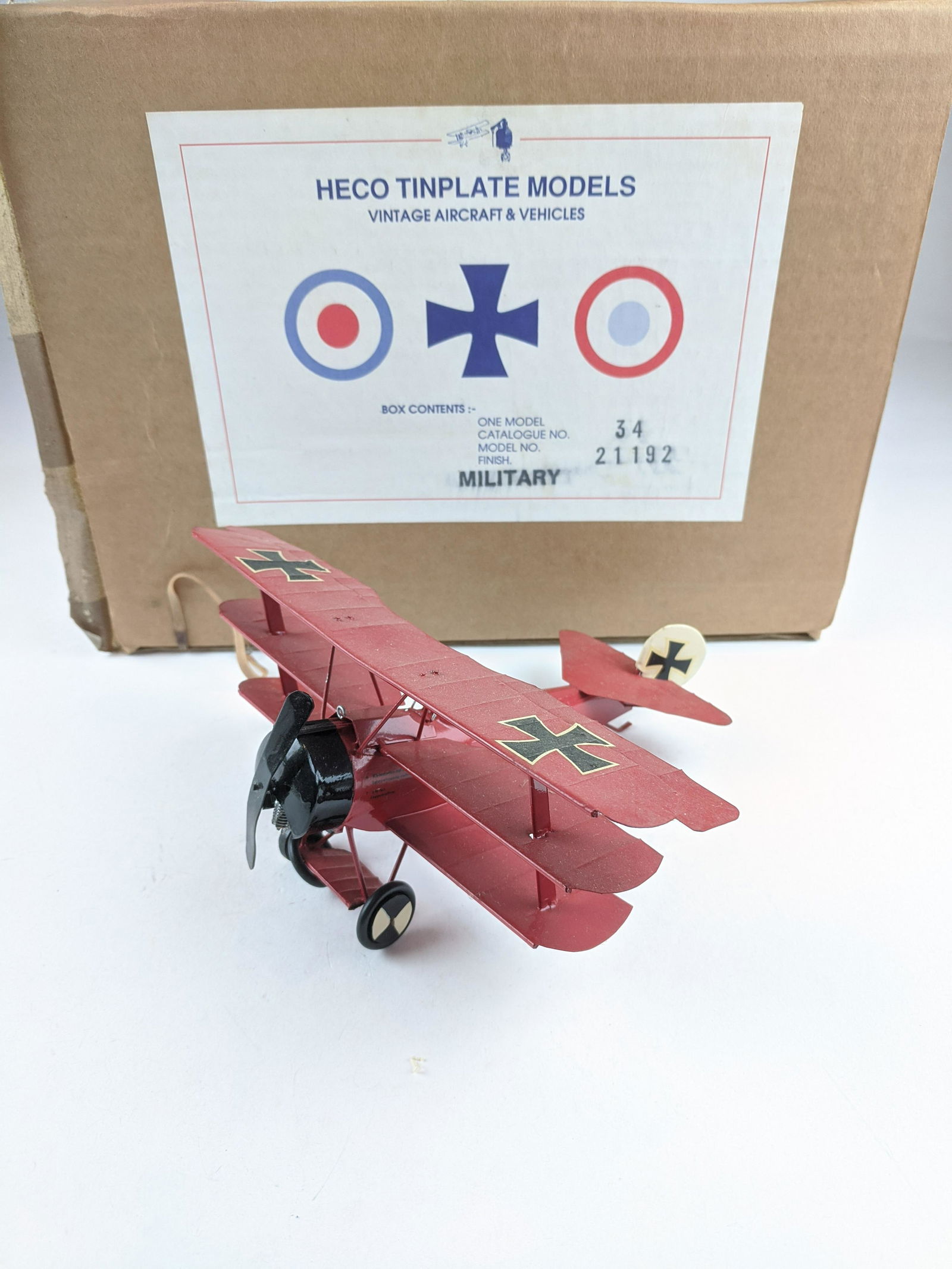 For Auction: Heco Tinplate WWI German Red Baron Tri Plane (#2394) on ...