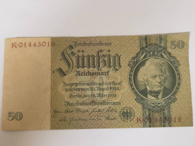 Vintage German Fifty Reichs Paper Bill