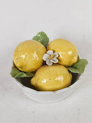 Vintage Italian Glazed Ceramic Lemon Bowl Decor
