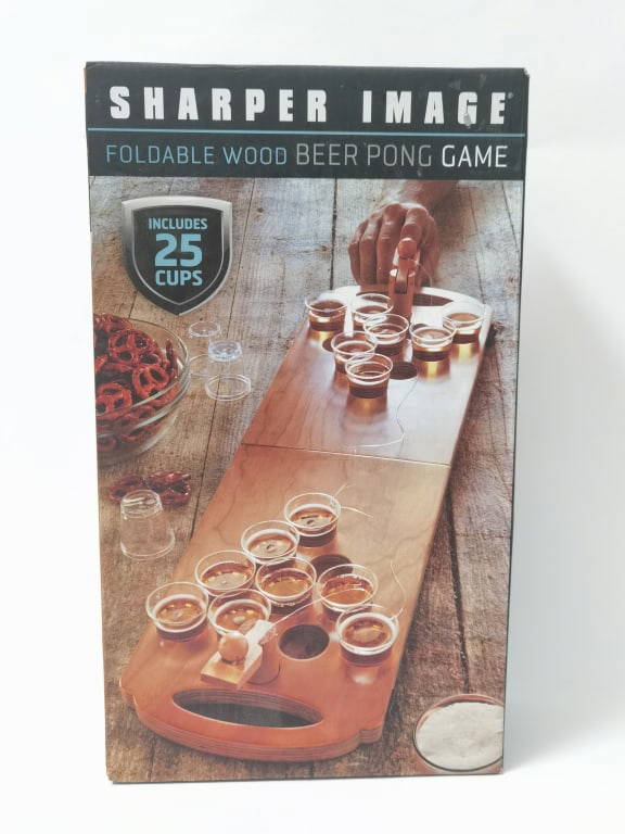 Sharper Image Foldable Wood Beer Pong Game Auction