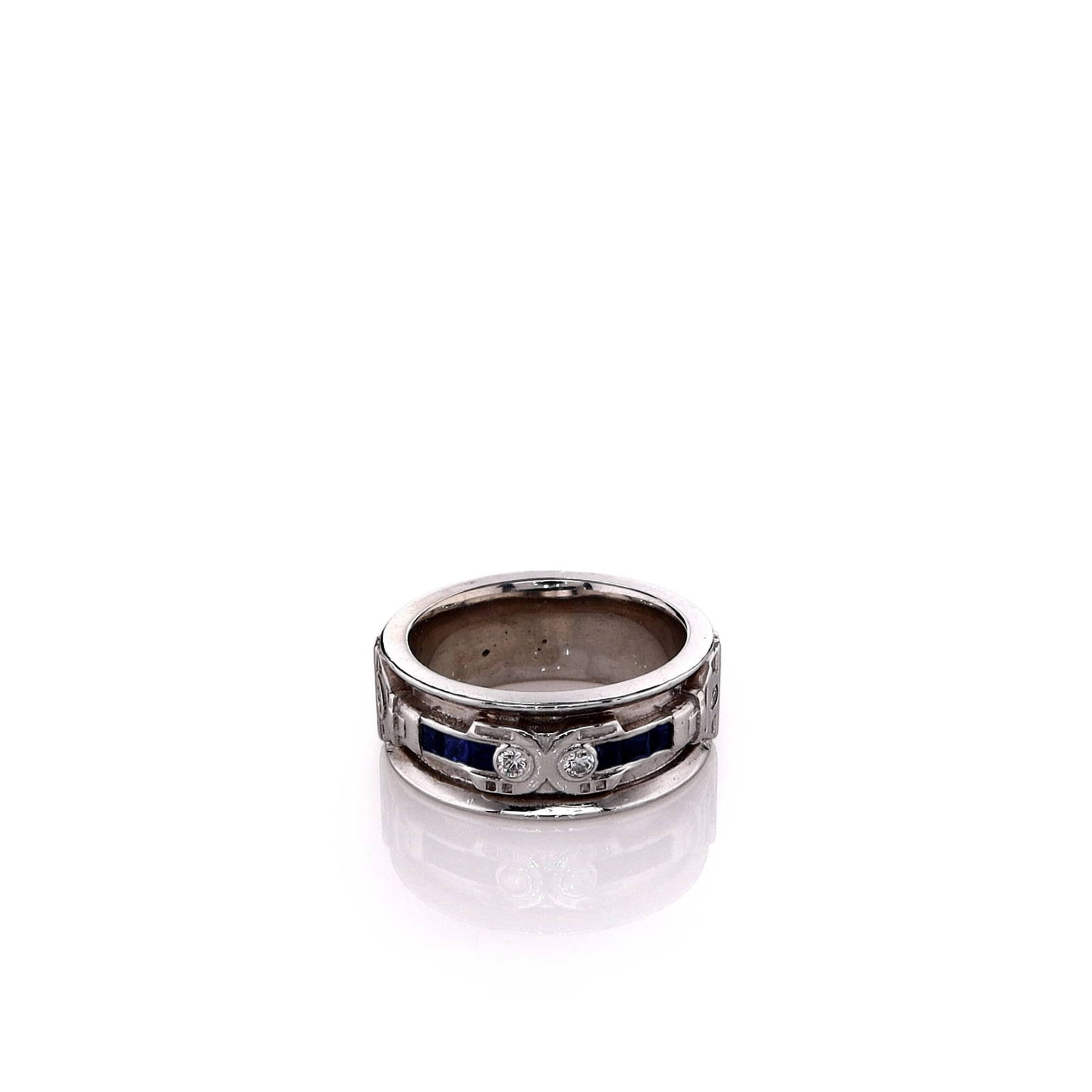 Estate 14k White Gold "star Wars Droid" Design Sapphire And Diamond ...