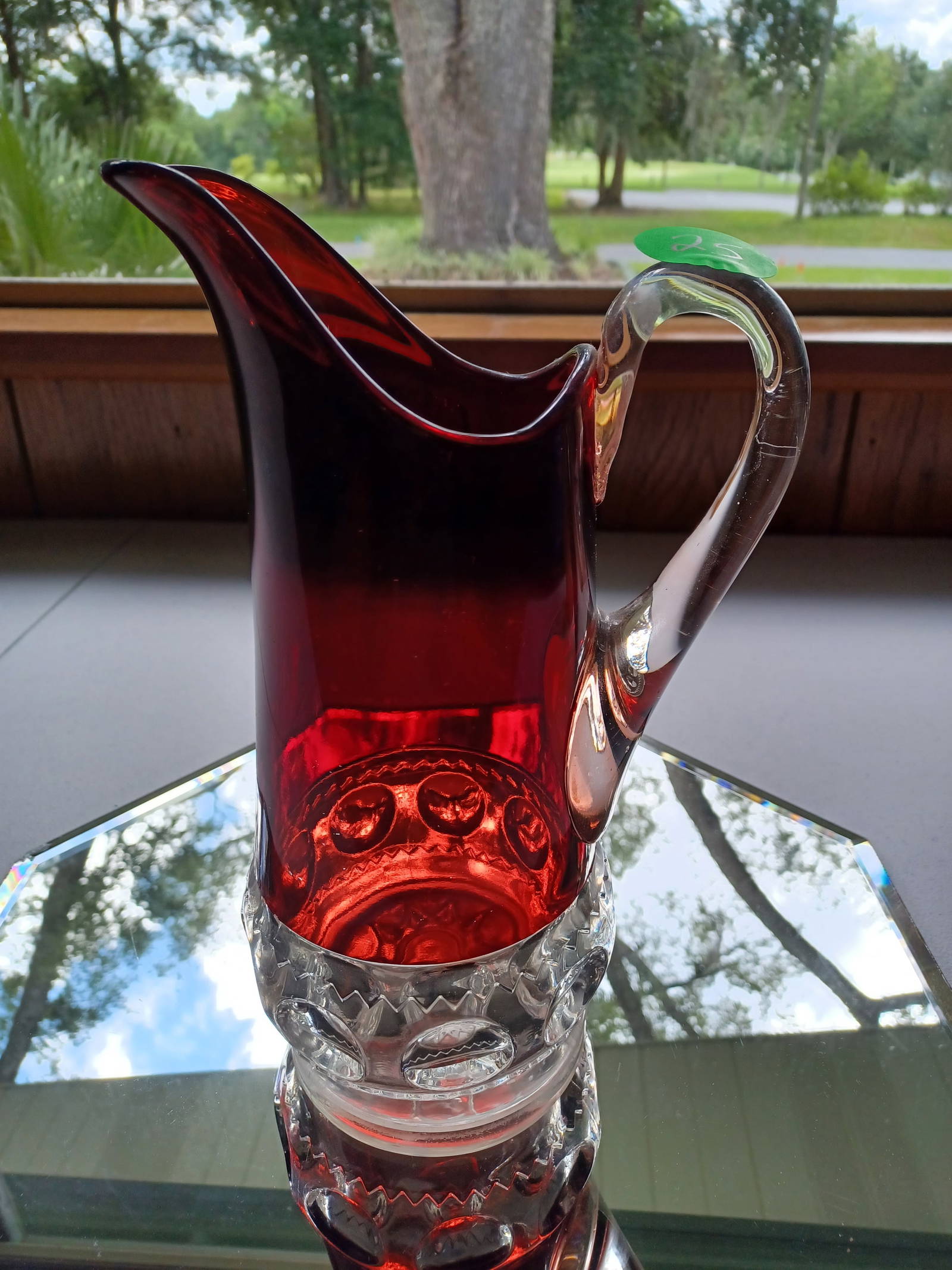 Vintage Ruby Glass Pitcher/ Some Wear On Color Auction