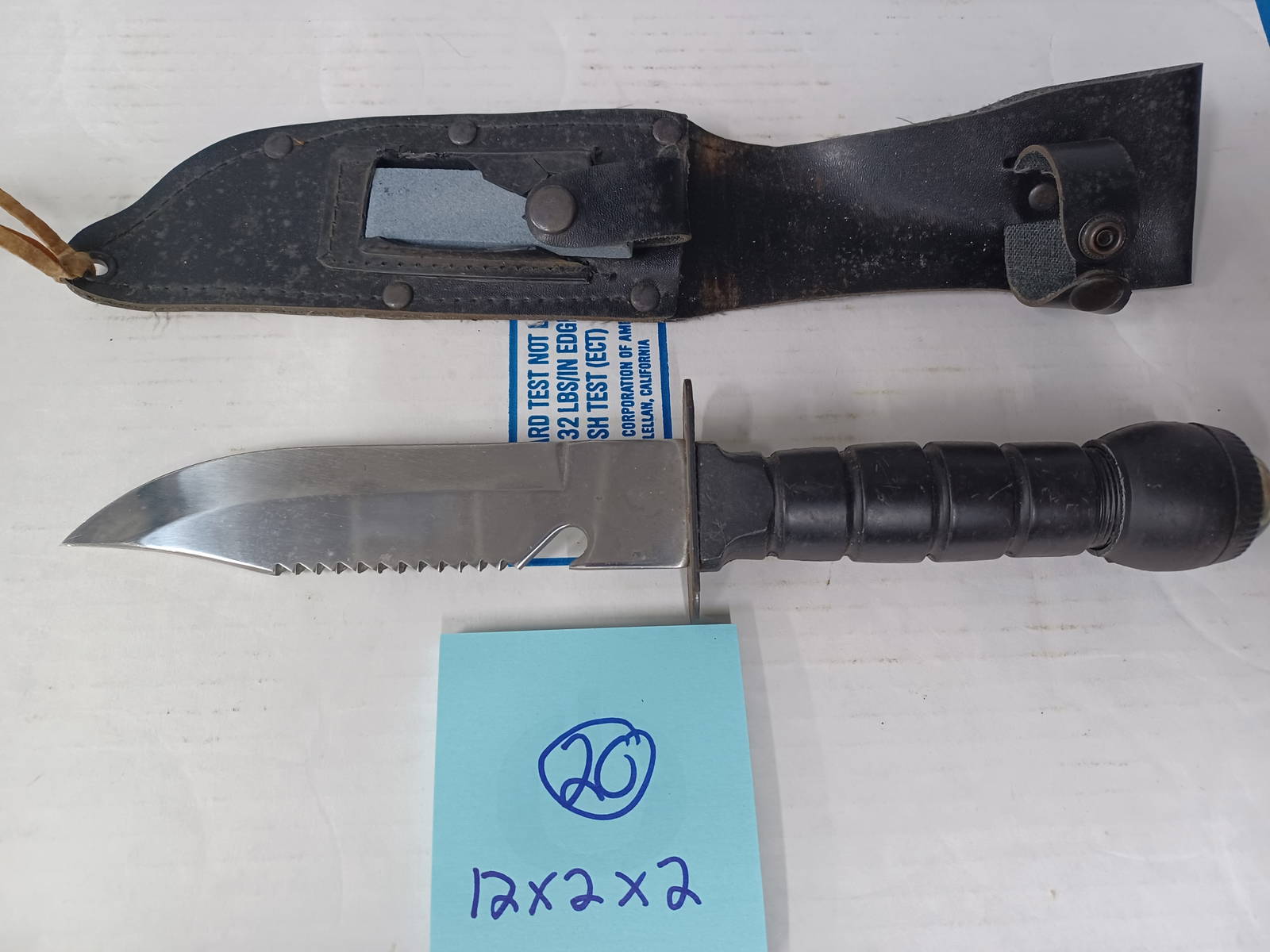 Survival Knife With Sheath And Sharpening Stone/ Case Damage Auction
