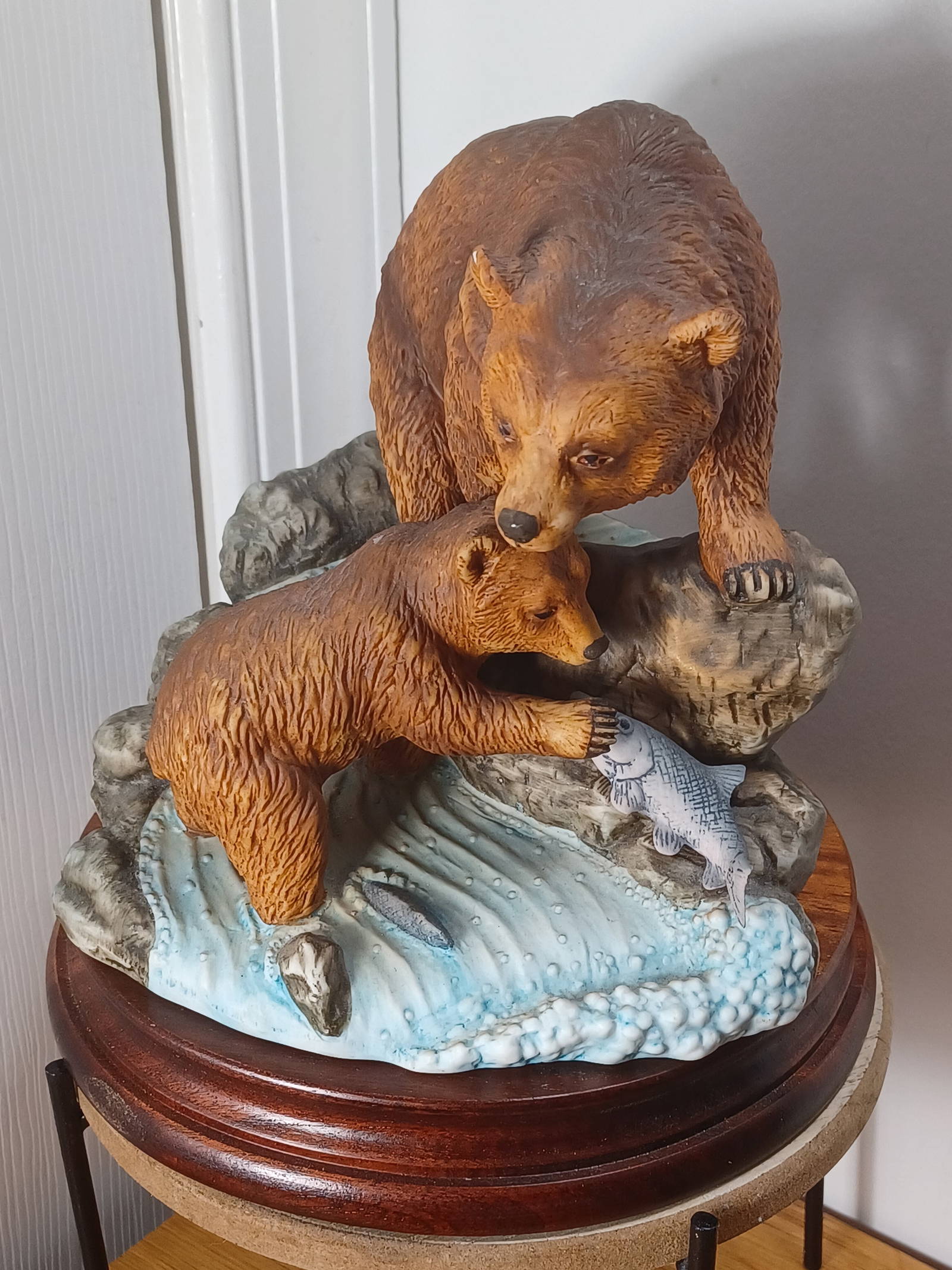 Brown Bear & Cub Porcelain Figure On Stand By Andrea By Sadek Auction