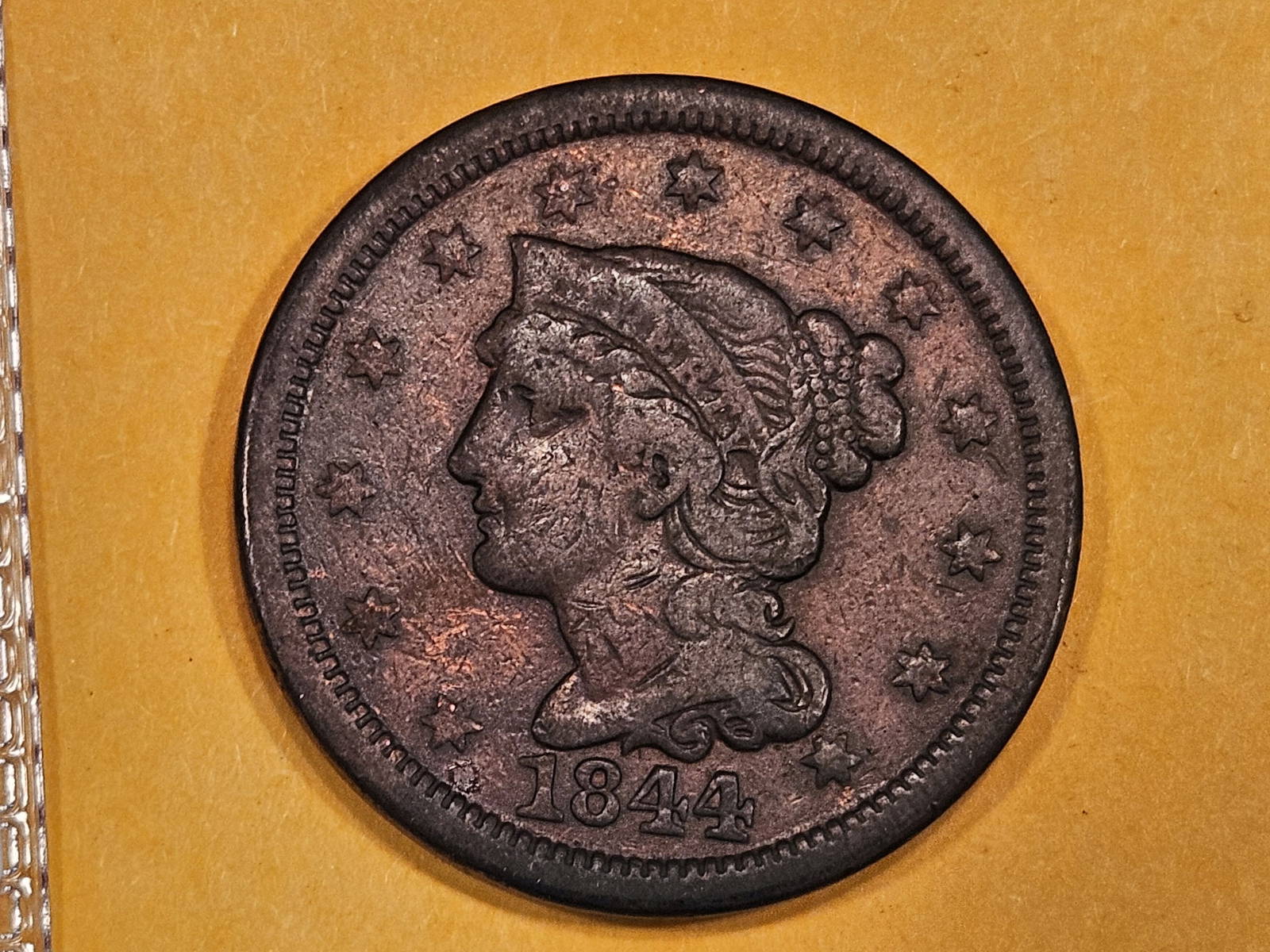 1844 Braided Hair Large Cent Auction