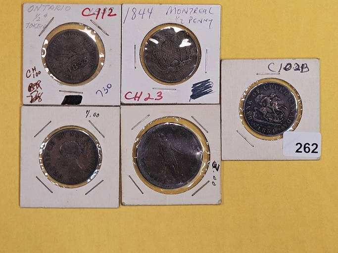 Five Upper Canada Copper Coins From The 1800's