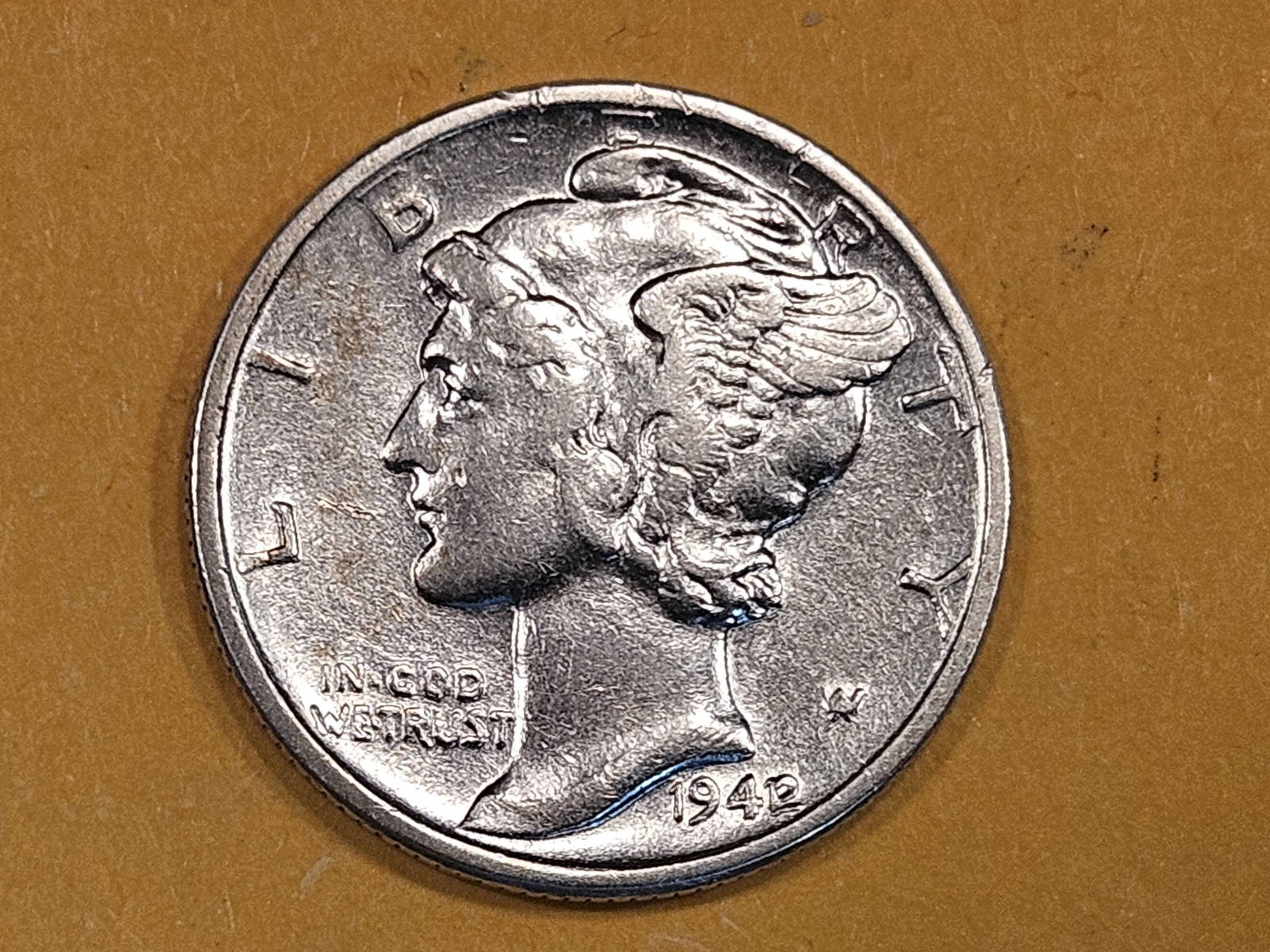 Highlight *** Key Variety! 1942 Over 1 Mercury Dime In About Uncirculated Auction